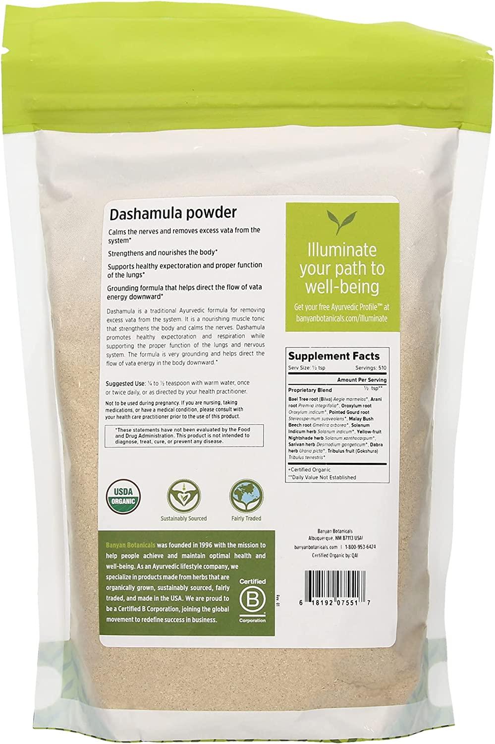Banyan Botanicals Dashamula Powder - Certified Organic 1/2 lb ...