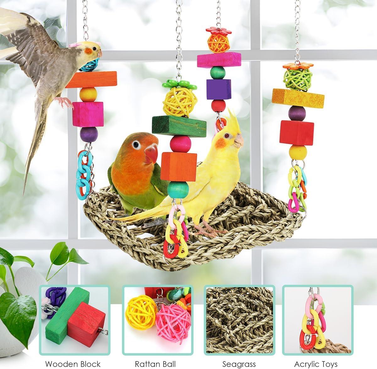Seagrass Bird Foraging Wall Toy with Colorful Wooden Chewing Toys ...