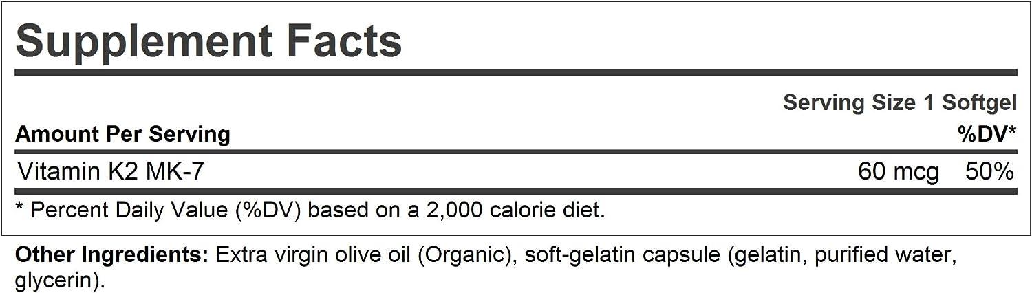 ANDREW LESSMAN Vitamin K2 MK7 60 mcg - Promotes Healthy Calcium ...