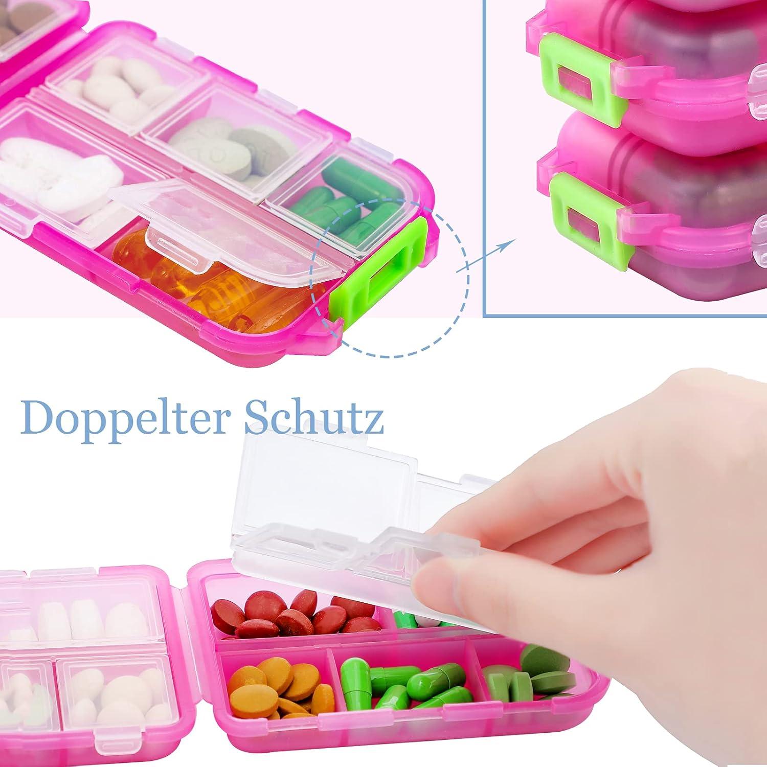 4 Pack Tablet Box - Weekly Pill Organizer with 10 Compartments | Easy ...