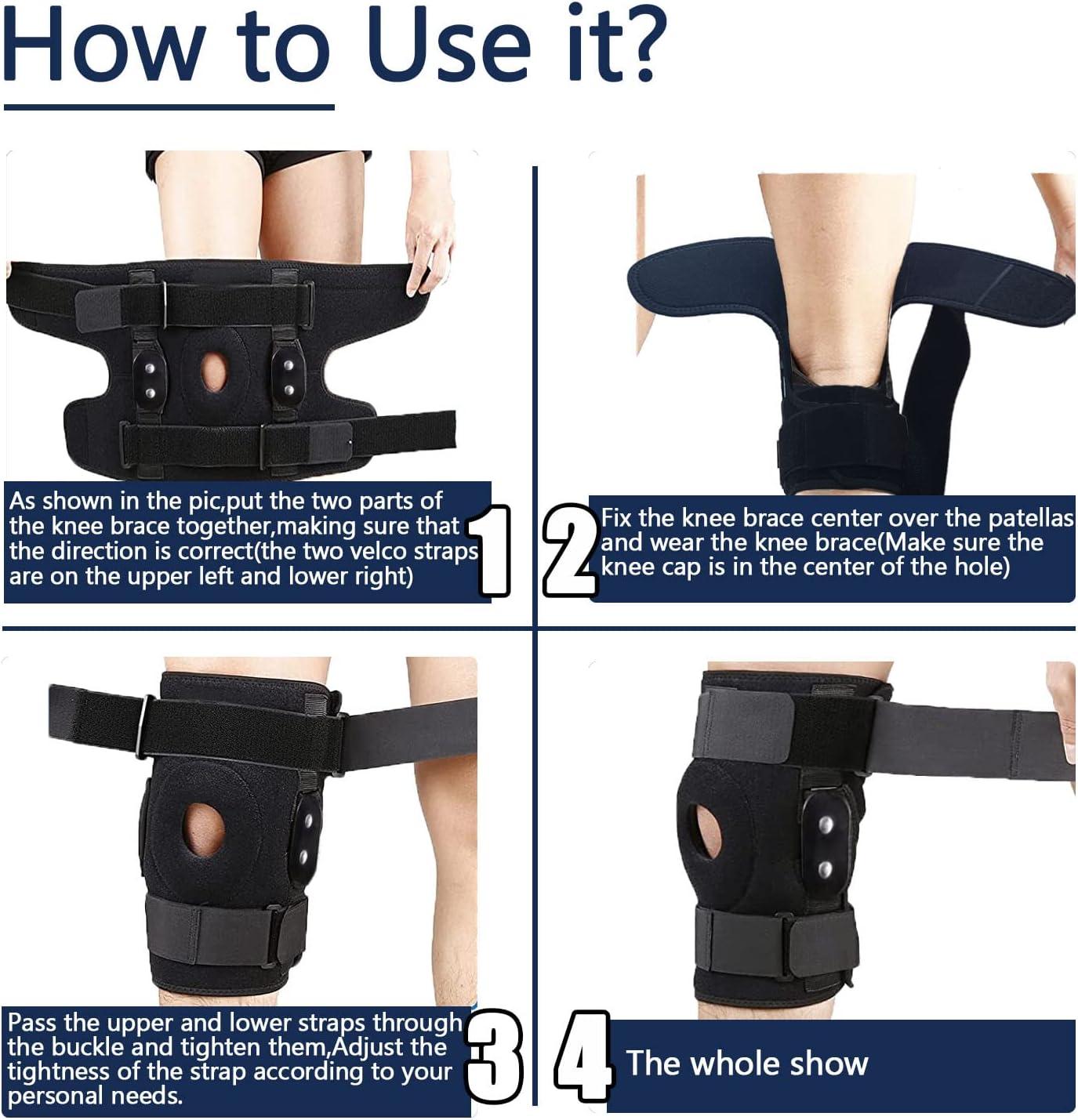 Hinged Knee Brace for Men & Women - Adjustable Support Wrap for Pain ...