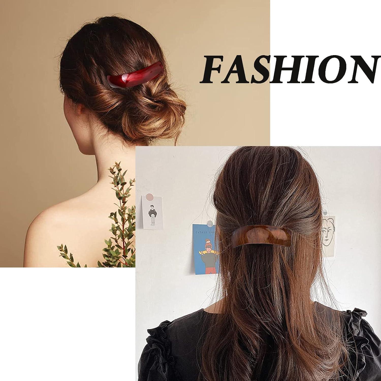 Classic Retro Hair Clips - 4 Piece French Acrylic Automatic Clips ...