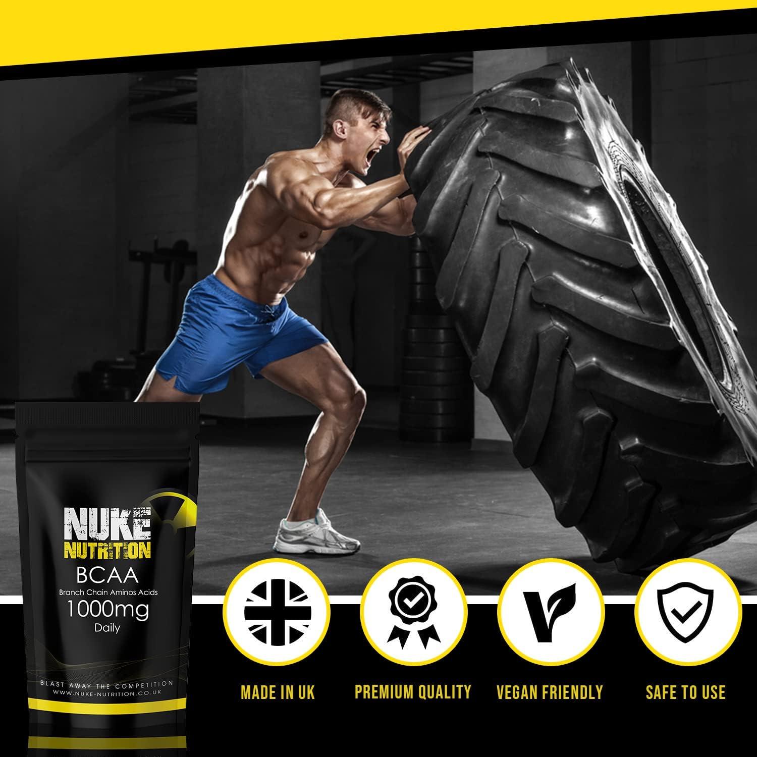 Nuke Nutrition BCAA Capsules | 365 Capsules 1000mg | Advanced Essential Amino Acids Supplement ...