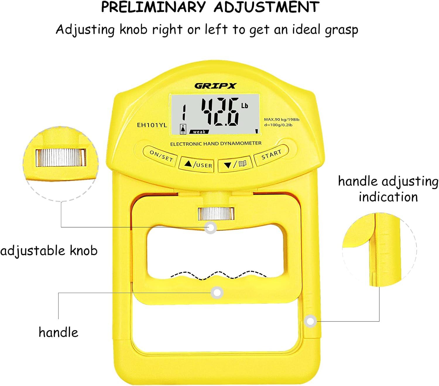 GRIPX Digital Hand Dynamometer - Automatic Grip Strength Meter | 198 ...