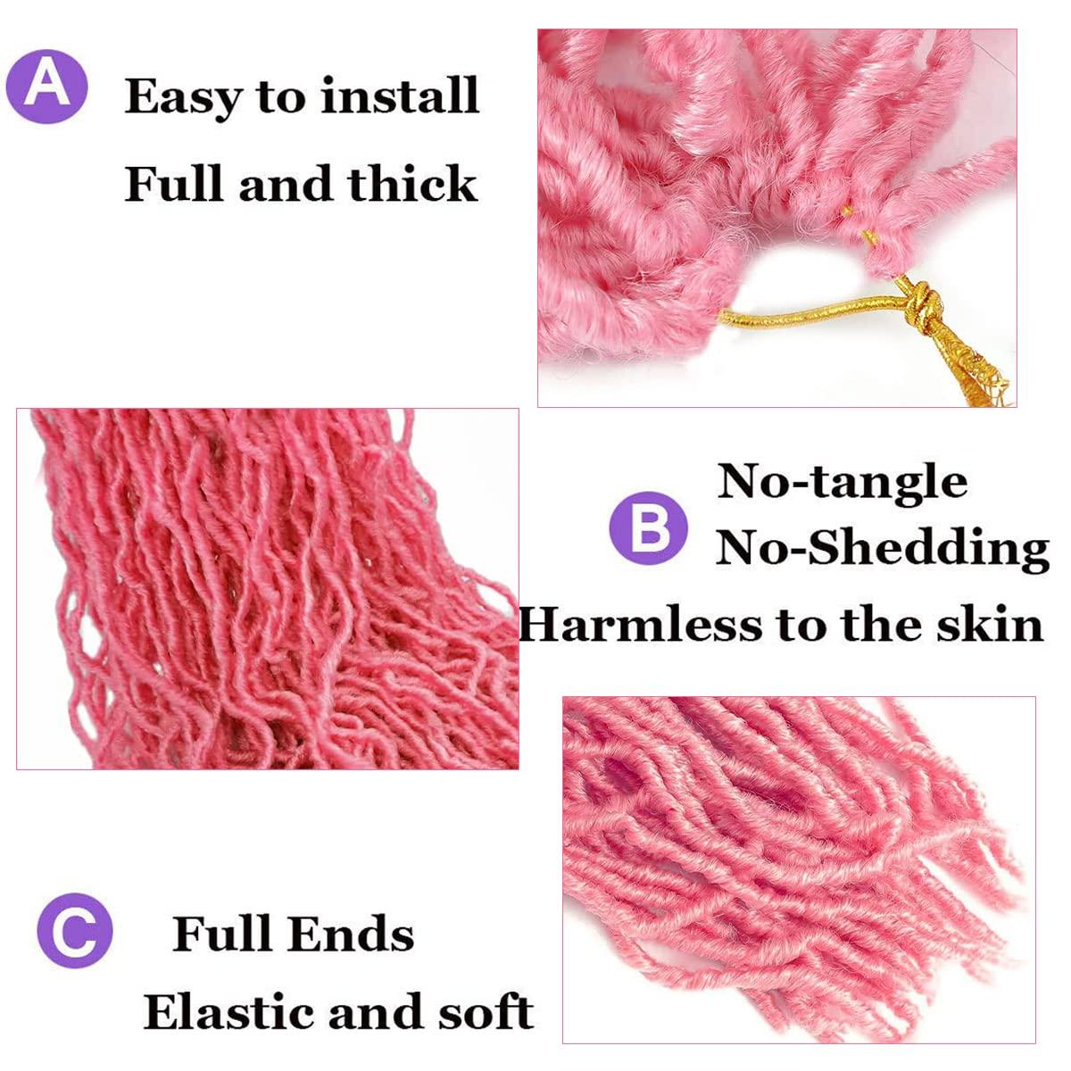 7 Packs Pink 24 Inch Crochet Faux Locs for Black Women - Soft Wavy Pre ...