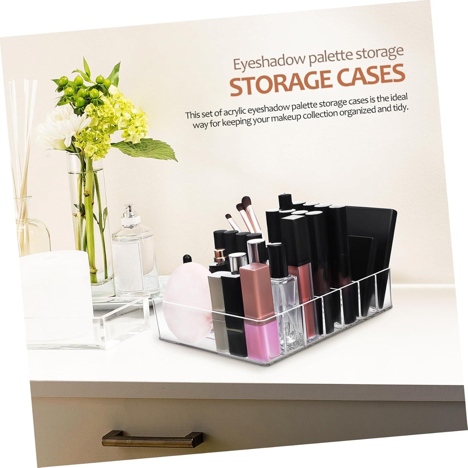 2pcs Clear Organizer Desktop Divided Palette Makeup Holder Storage ...
