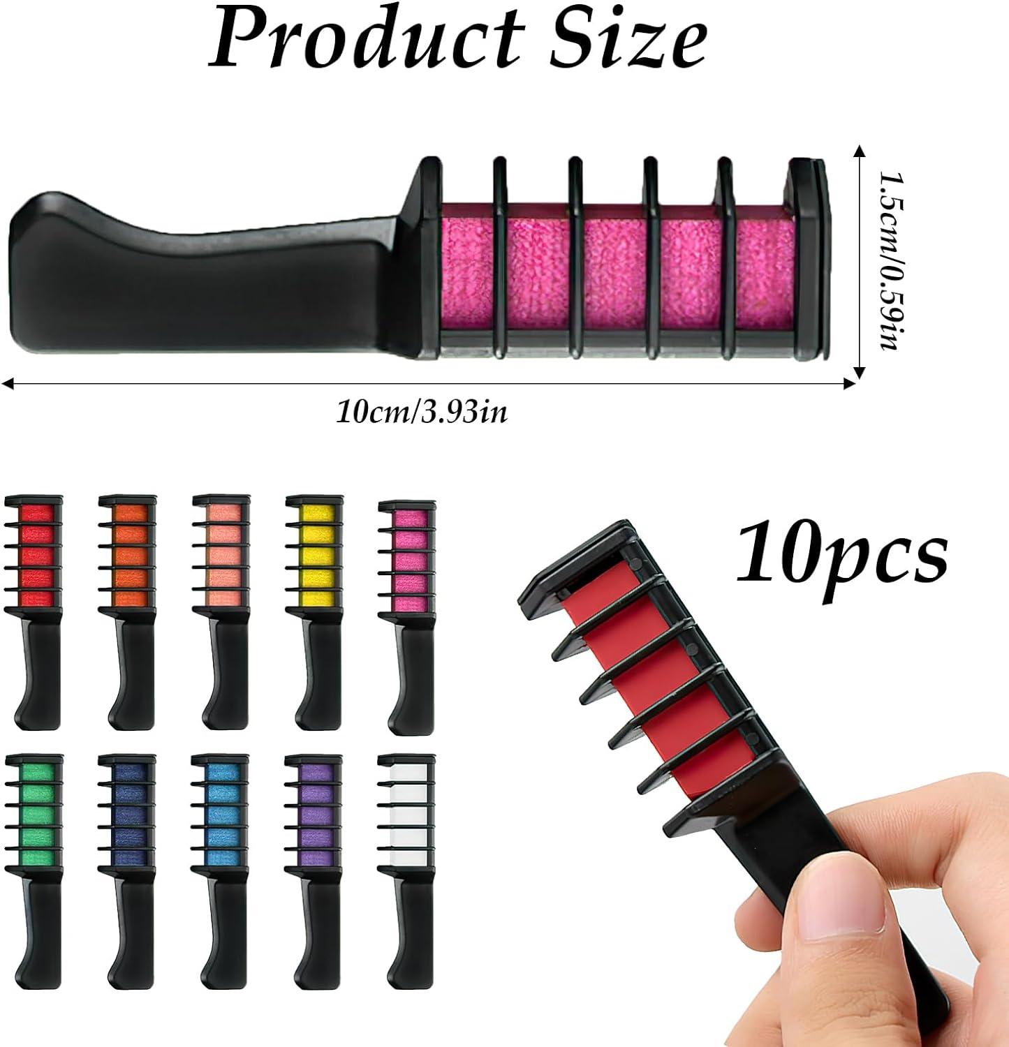 10 Colors Temporary Hair Chalk for Kids - Washable Hair Chalk Comb Dye ...