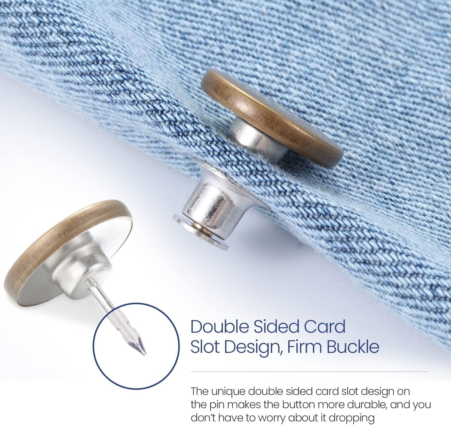 Feedee 8 Sets Jean Buttons Pins - No Sew Jean Buttons for Loose Jeans ...