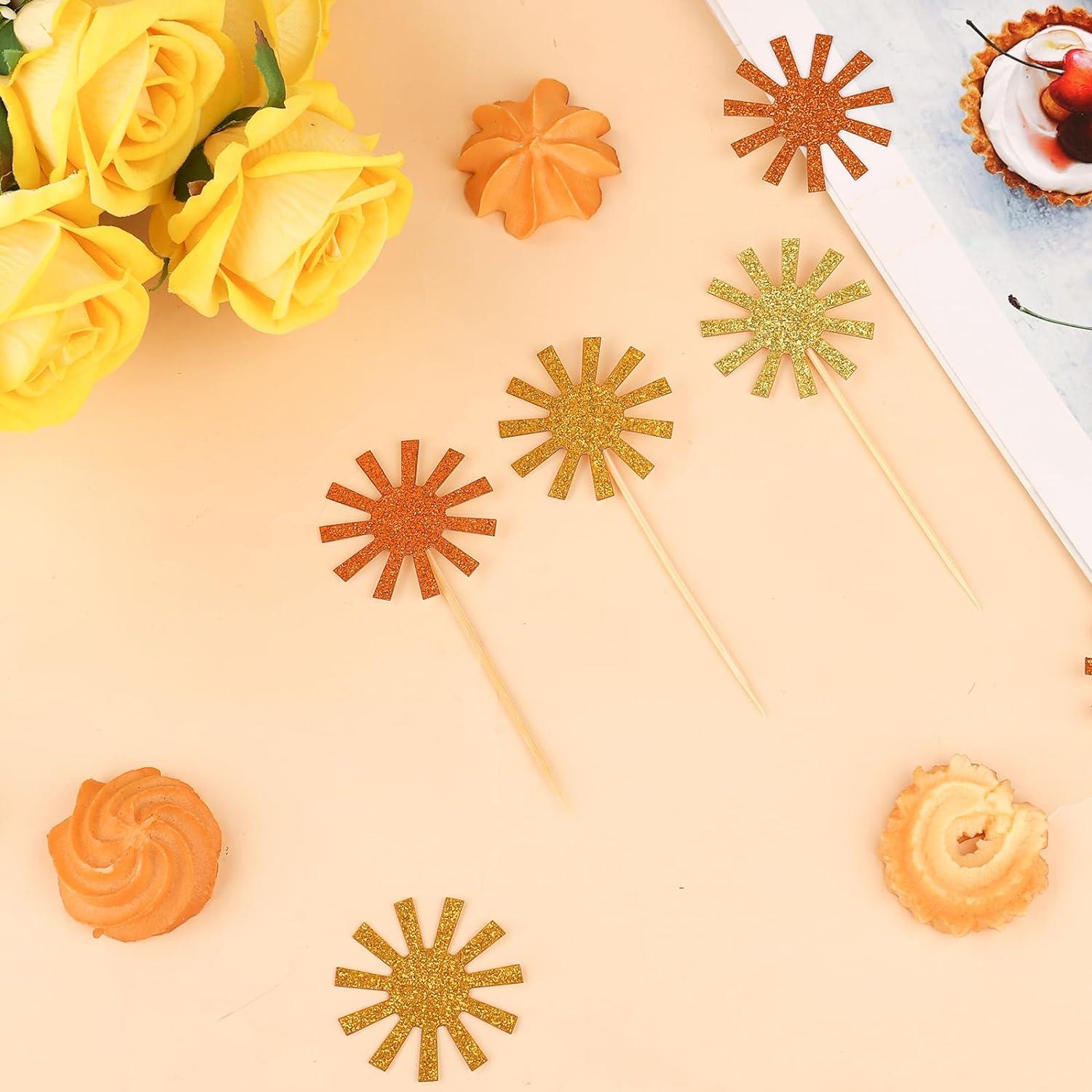 36pcs Shining Sun Cupcake Toppers 3 Colors Sunshine Cake Topper ...