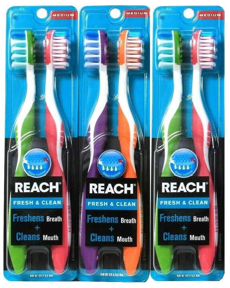 Reach Fresh Clean Medium Head Toothbrush 2 Count - Pack of 3 | Buy Now ...