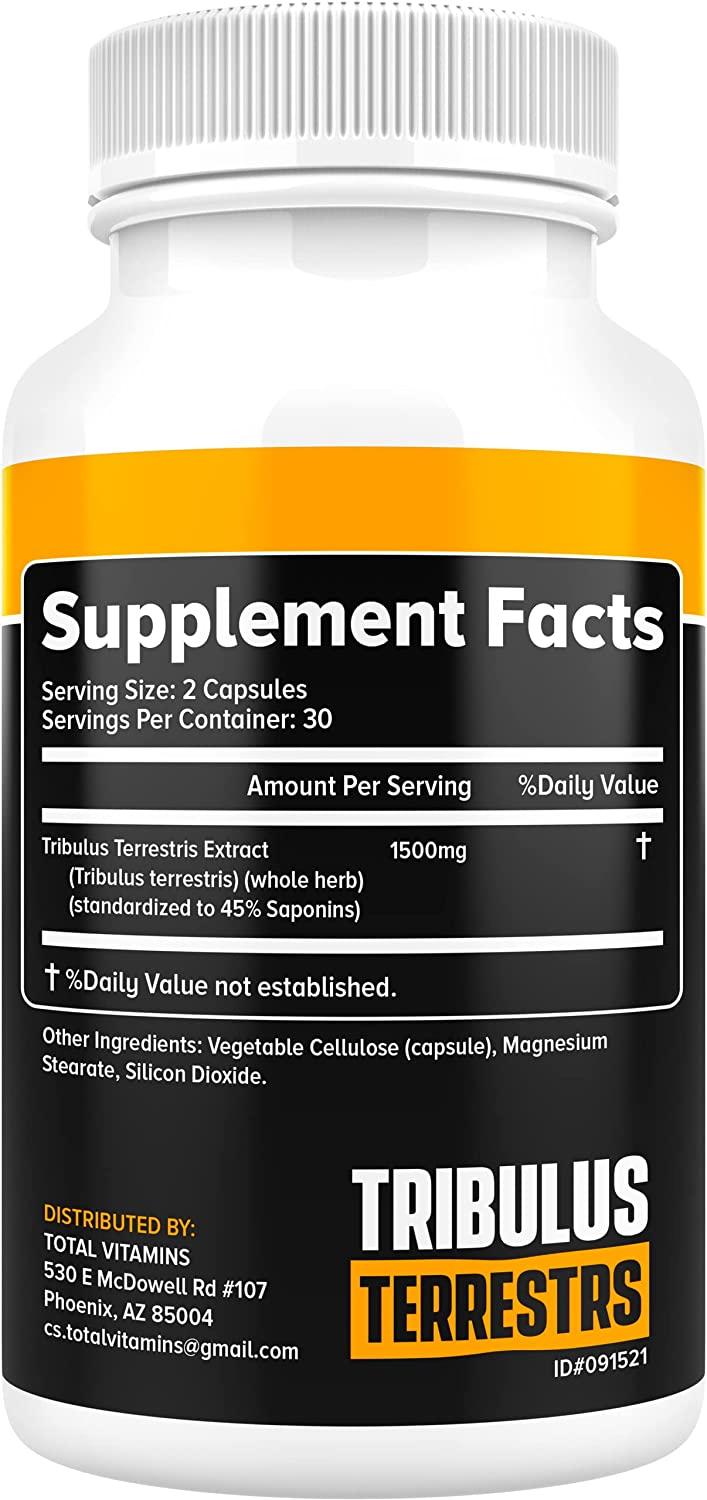 Tribulus Terrestris for Men Women - 1500mg Ultra Strength Steroidal ...