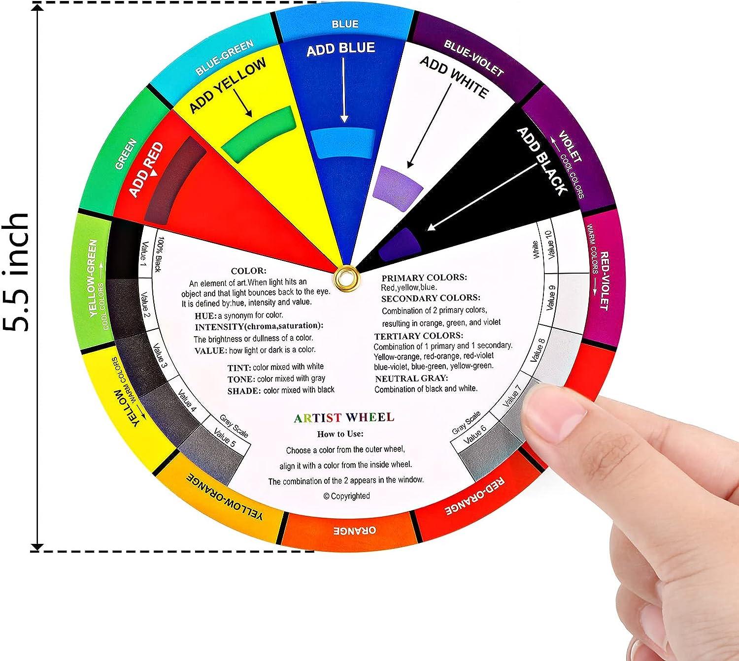 Color Paint Wheel Chart for Artists and Kids - 10 Pieces Color Mixing ...