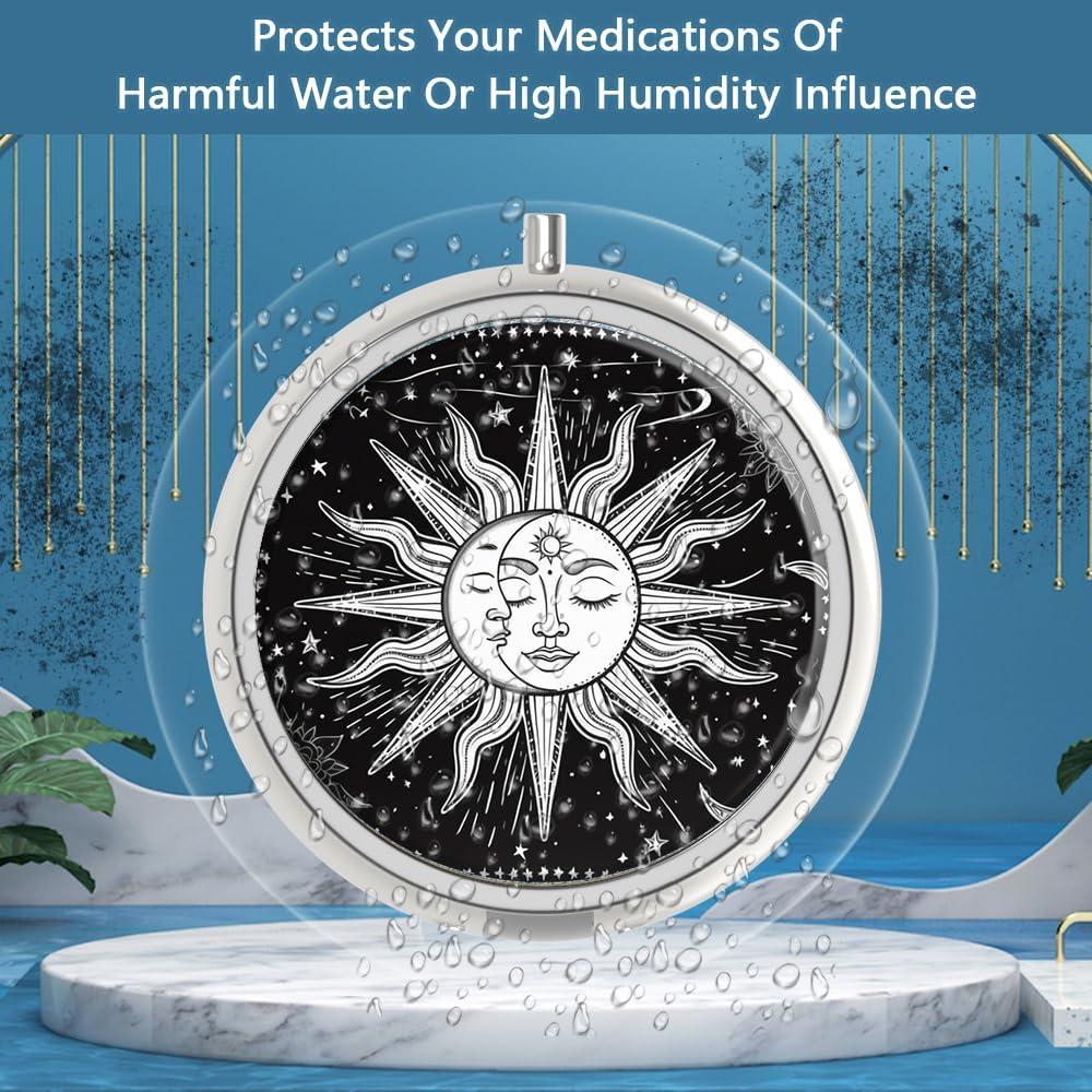 Portable 3 Compartment Pill Box - Sun and Moon Design | Decorative ...