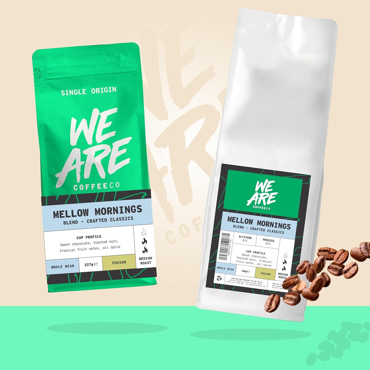 Coffee Beans 1kg Bag Whole Bean Coffee Mellow Mornings Blend Coffee ...