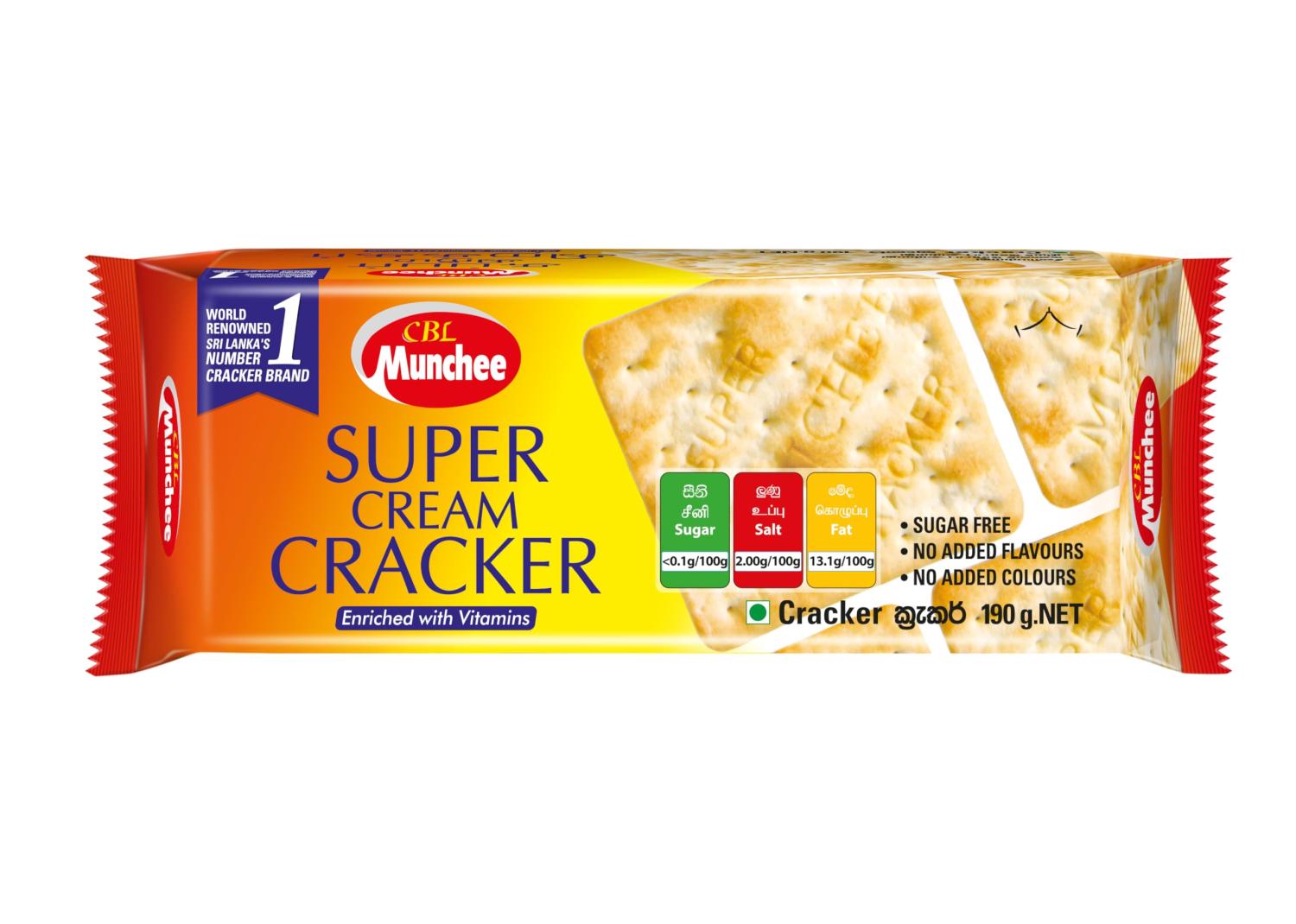 Munchee Super Cream Cracker Biscuits Light & Crisp Sugar Free Crackers ...