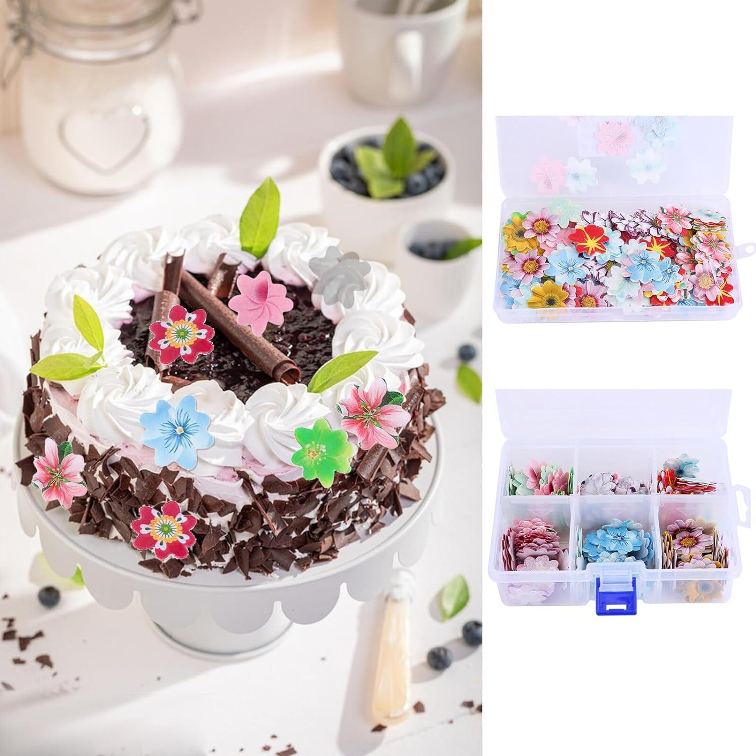 120pcs edible flowers cake toppers flower cupcake toppers flower decor ...