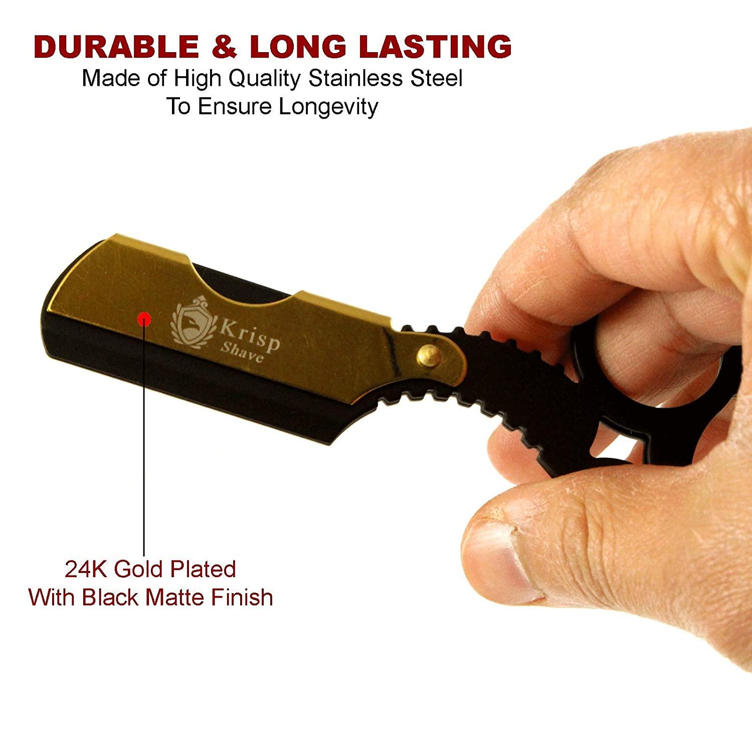 Krisp Shave Professional Classic Straight Edge Barber Razor for Close ...