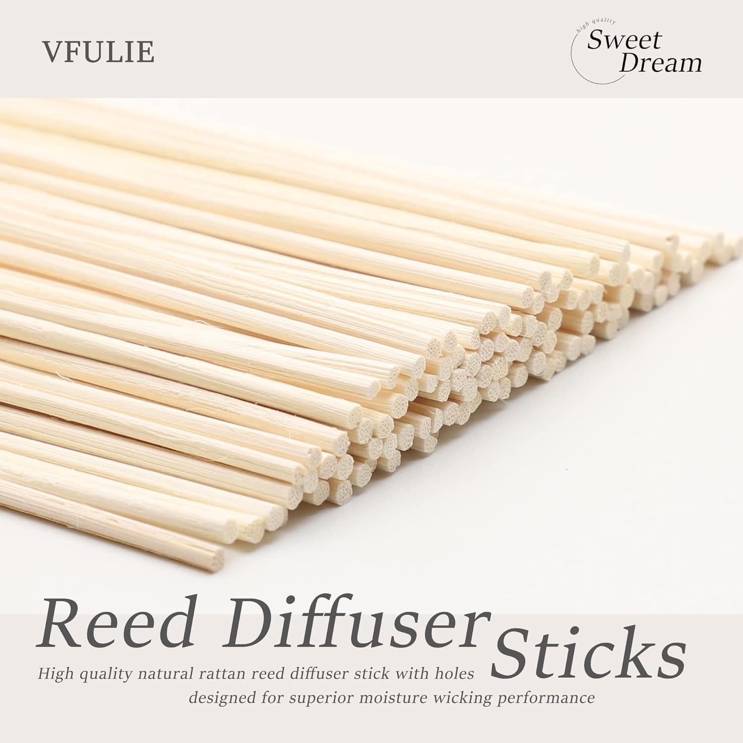 VFULIE 100 Natural Wood Rattan Reed Diffuser Sticks | Aroma Fragrance ...