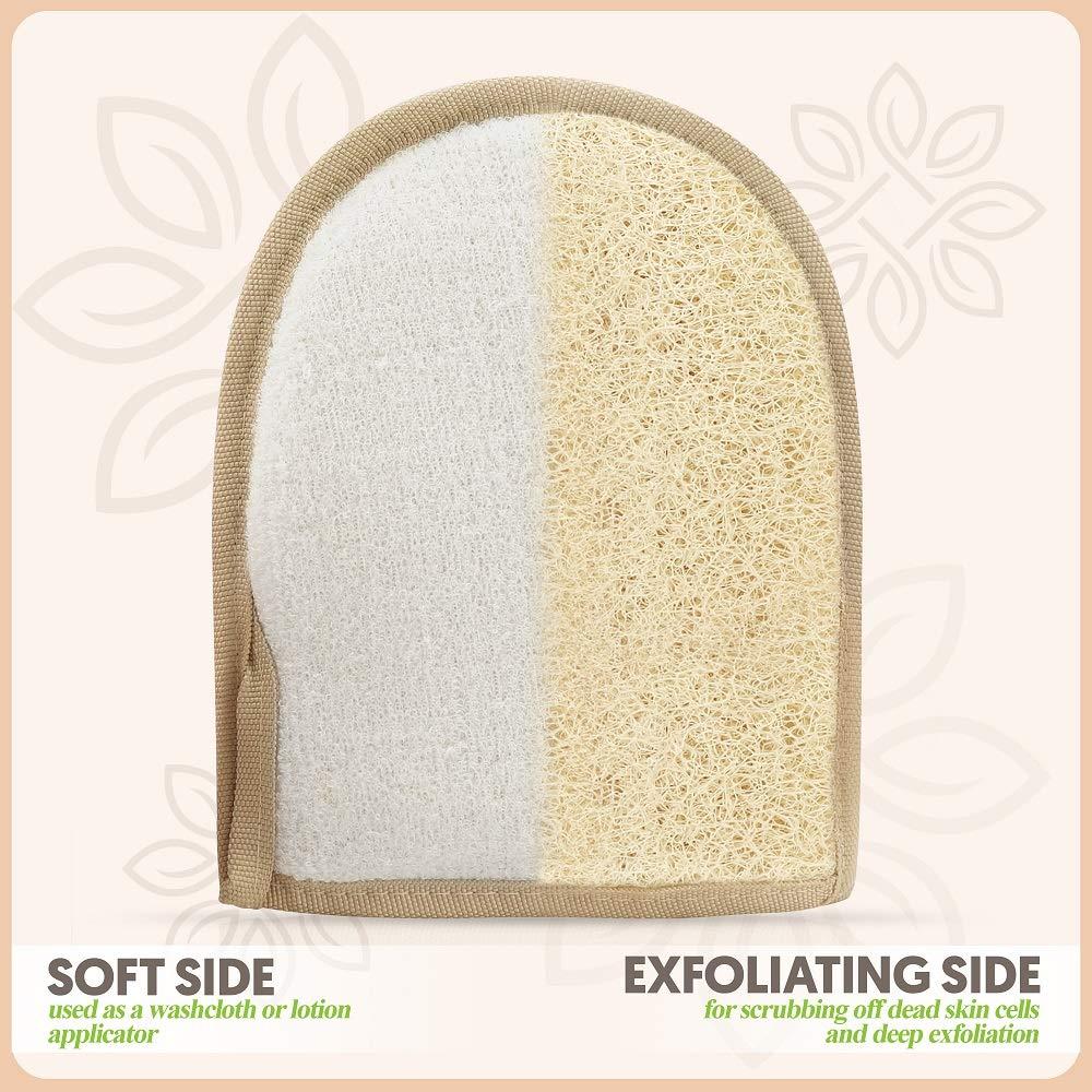 Premium Exfoliating Loofah Glove Pad Body Scrubber - Natural Egyptian ...