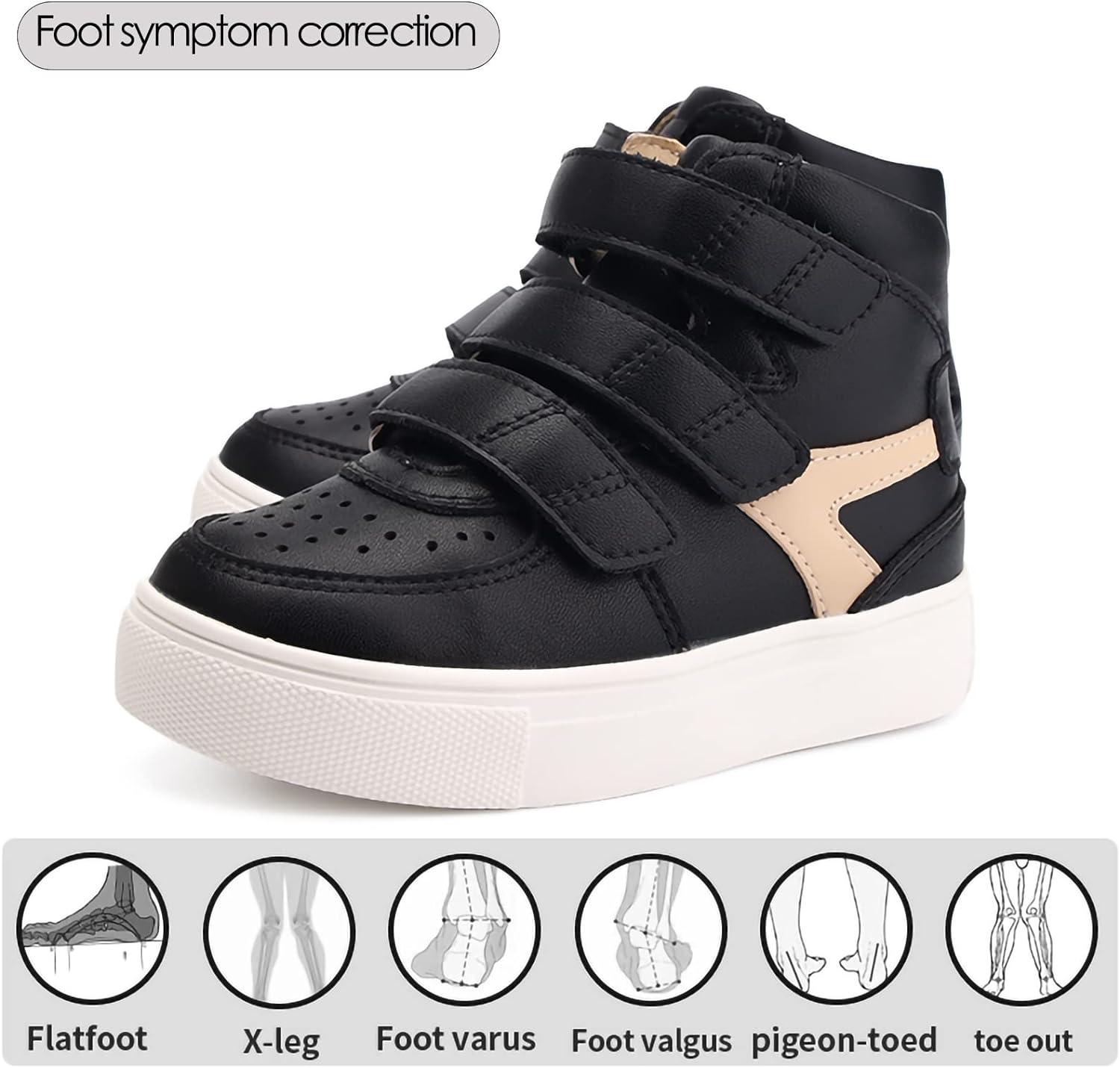 Orthopedic Kids Shoes for Flat Feet with Arch & Ankle Support - Black ...