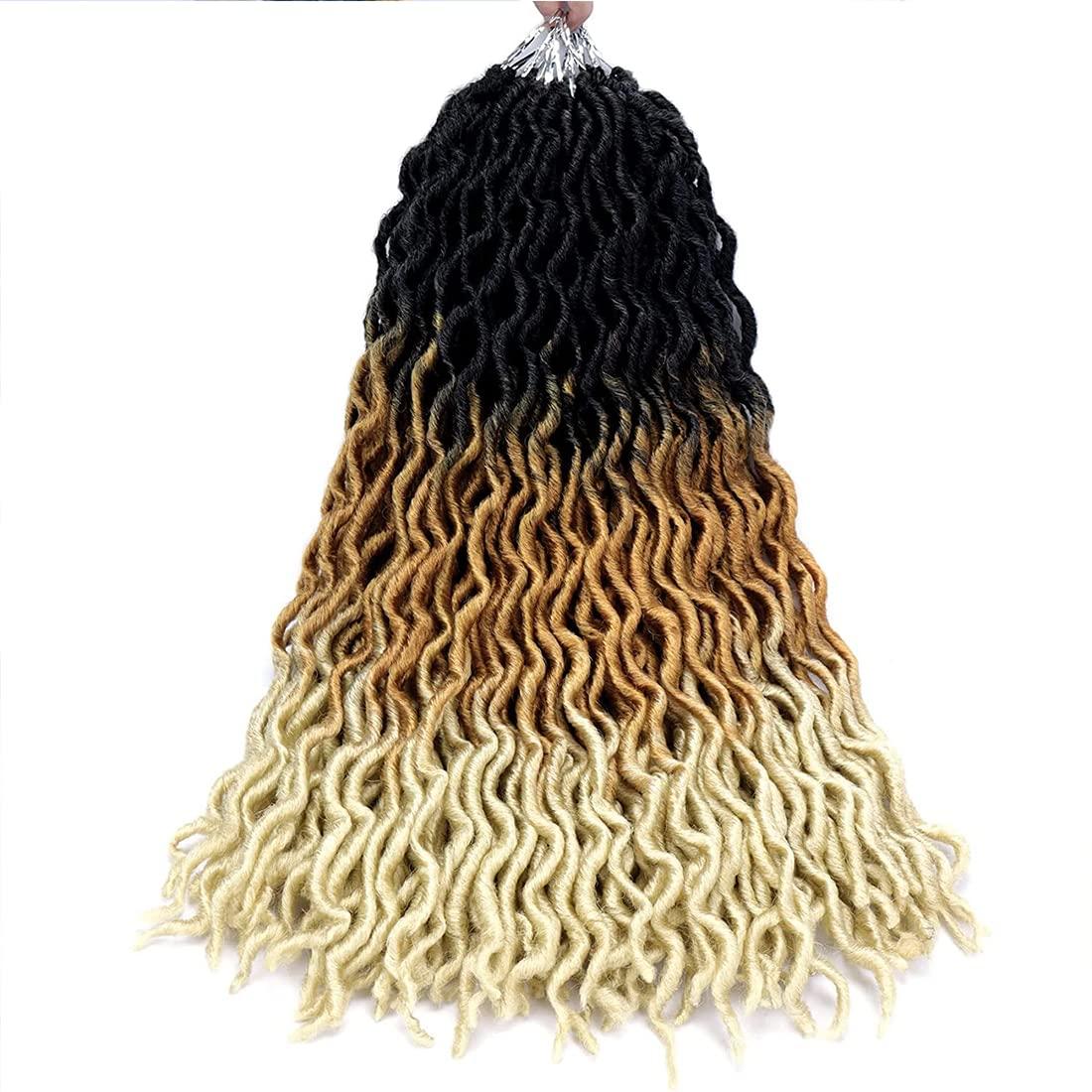 6 Packs Gypsy Faux Locs Crochet Hair - 18 Inch Ombre Soft Locs 3 Tone ...