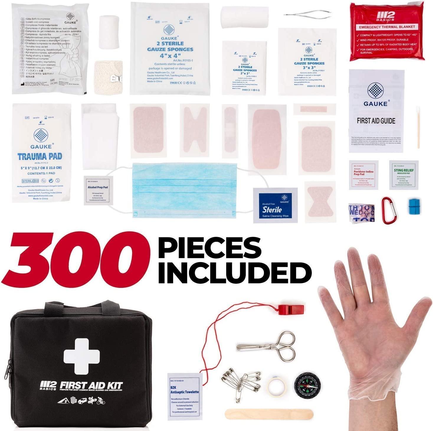 M2 BASICS 300 Piece First Aid Kit | Premium Emergency Supplies for Home, Camping, Car, Office ...