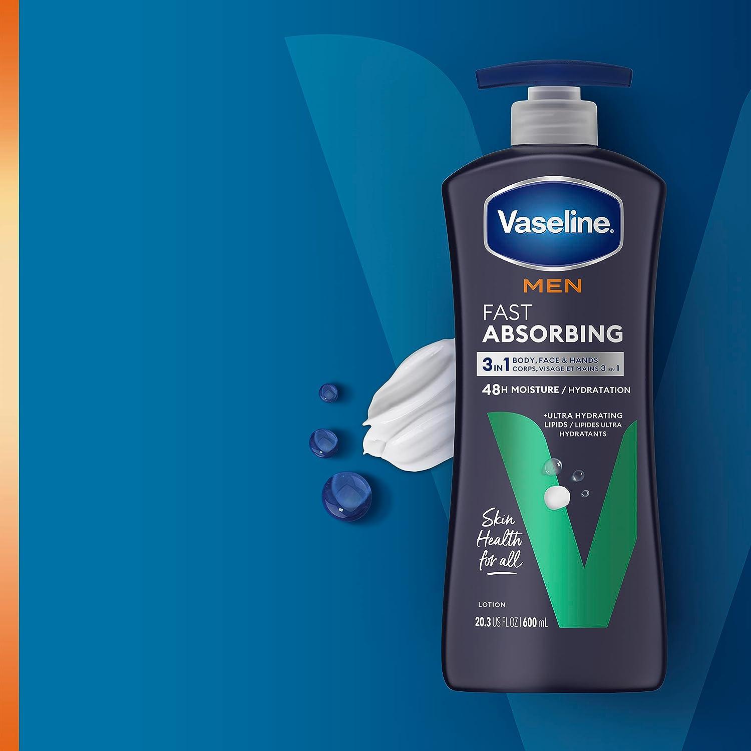 Vaseline Men Healing Moisture Body Lotion 20.3 oz - Fast Absorbing ...
