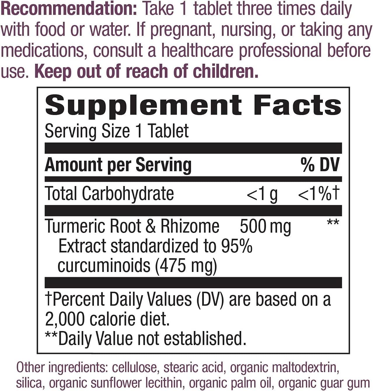 Nature's Way Turmeric 95% Curcuminoids - Vegan, TRU-ID Certified, 60 ...