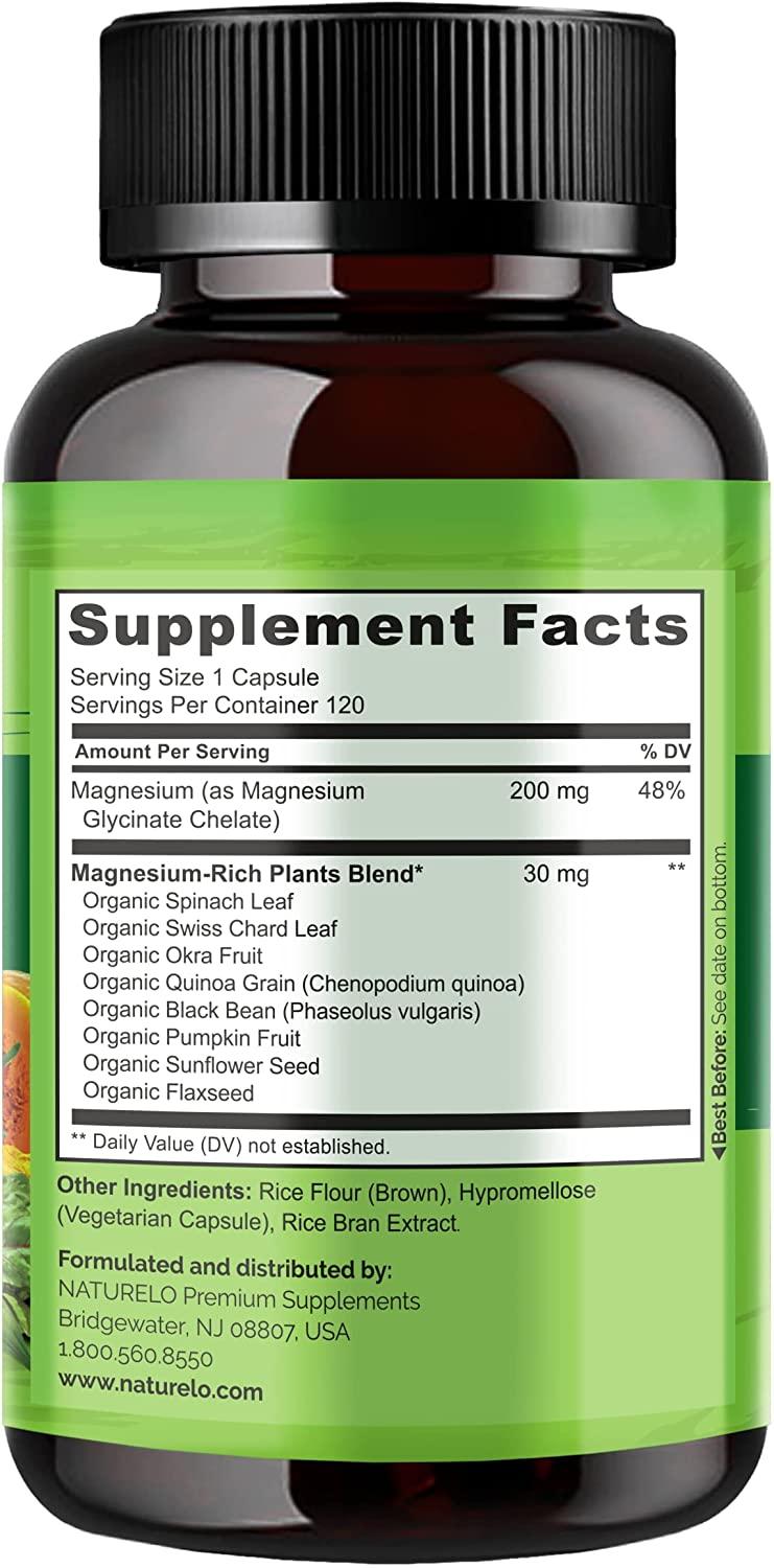 NATURELO Magnesium Glycinate Supplement - 120 Capsules | Supports ...
