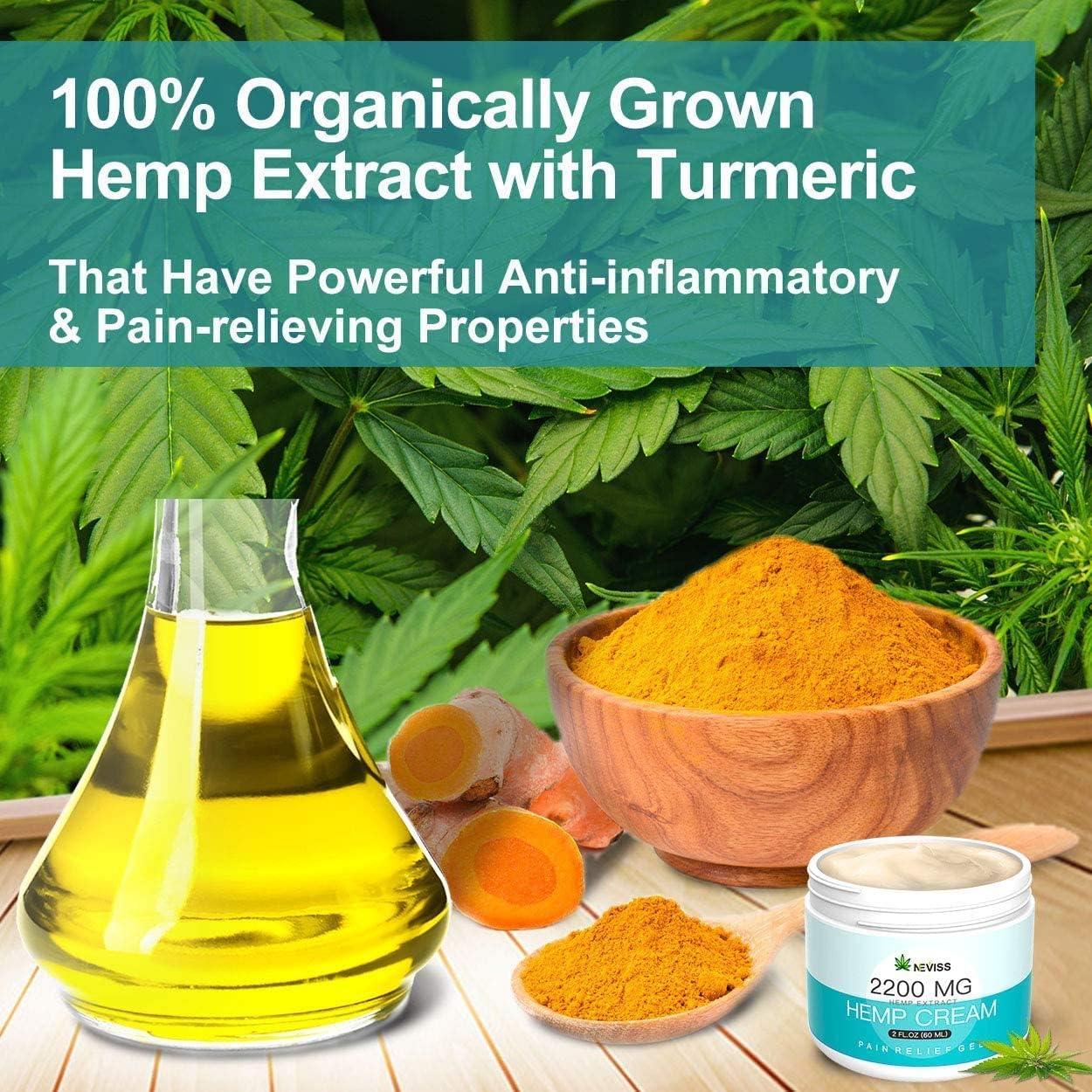 Neviss Organic Hemp Cream 2200 MG - Natural Pain Relief for Muscles ...
