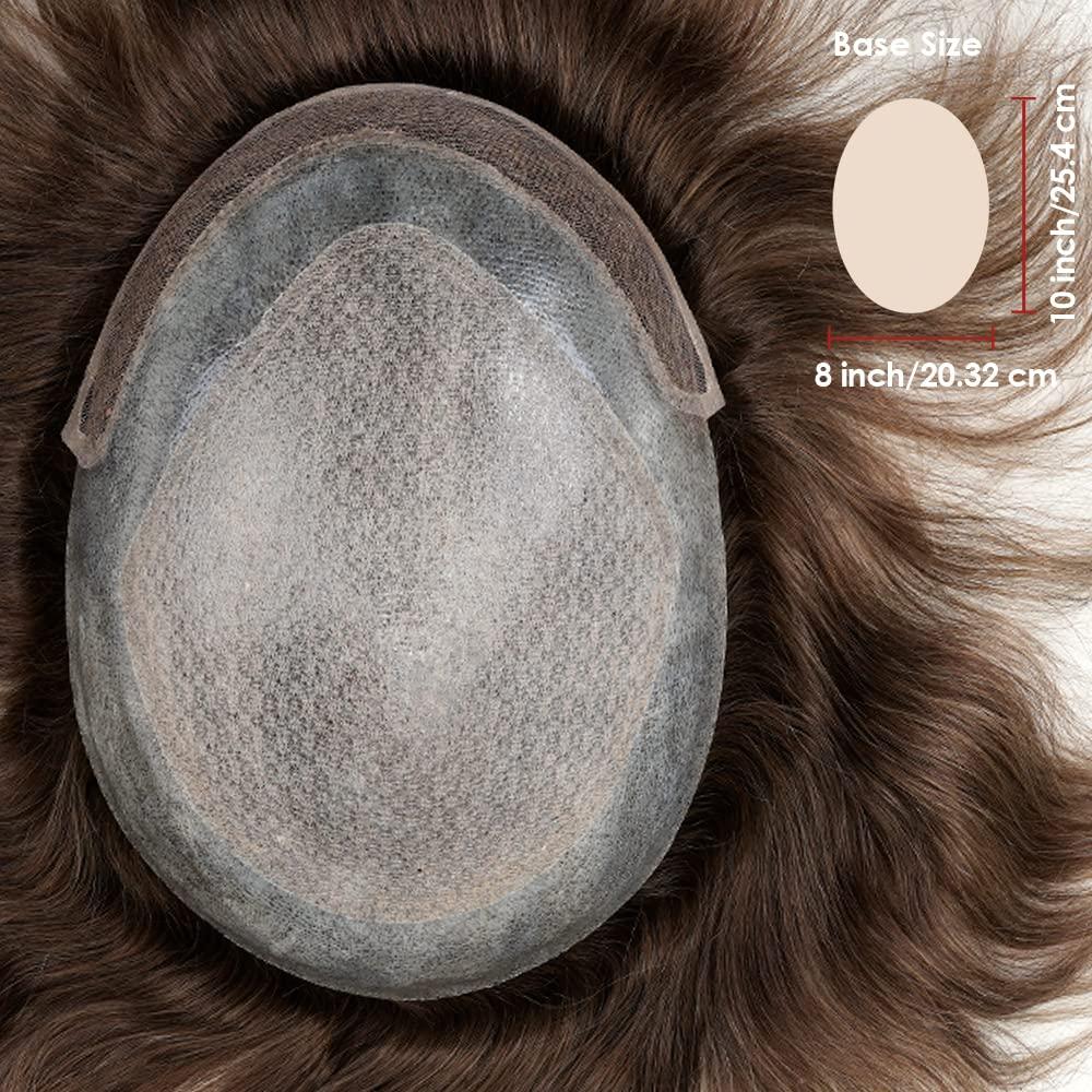 Lordhair Knotless Toupet for Men - 8x10 Inch Skin Top Human Hair System ...