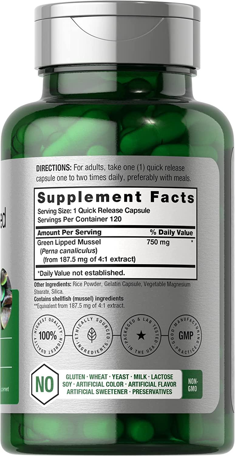 Premium Green Lipped Mussel 750mg | 120 Capsules | New Zealand Sourced ...