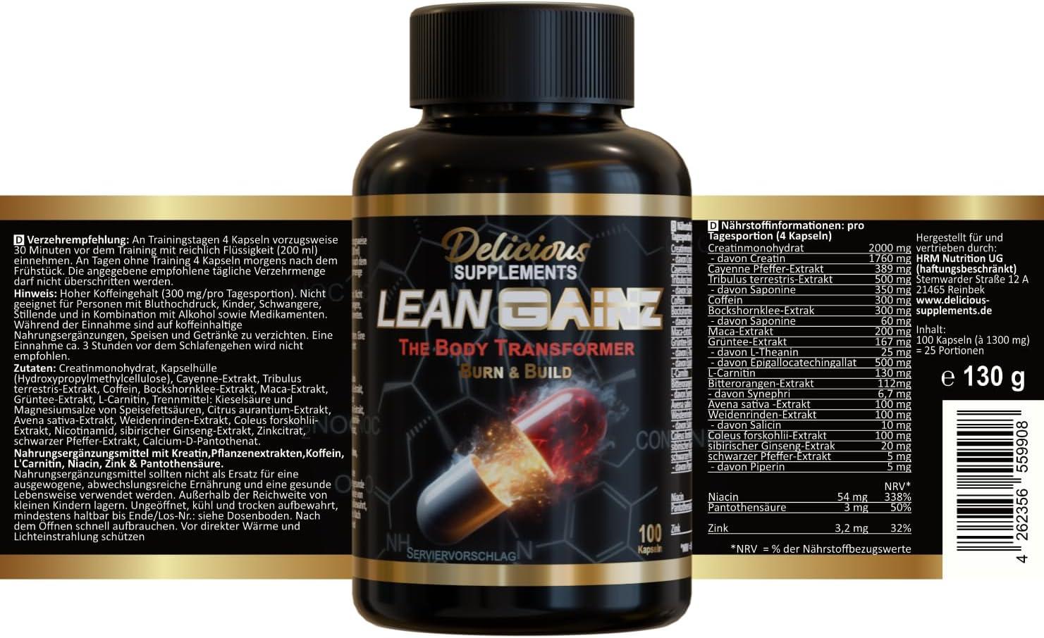 Lean Gainz - All-in-One Muscle Builder & Strength Enhancer - 100 ...