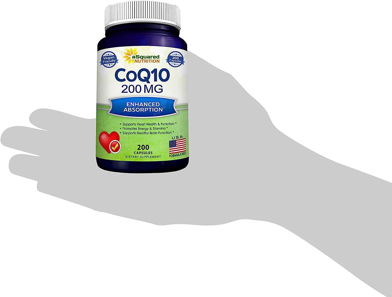 High Absorption CoQ10 200mg Capsules - Vegan Coenzyme Q10 Supplement for Extra Antioxidant ...