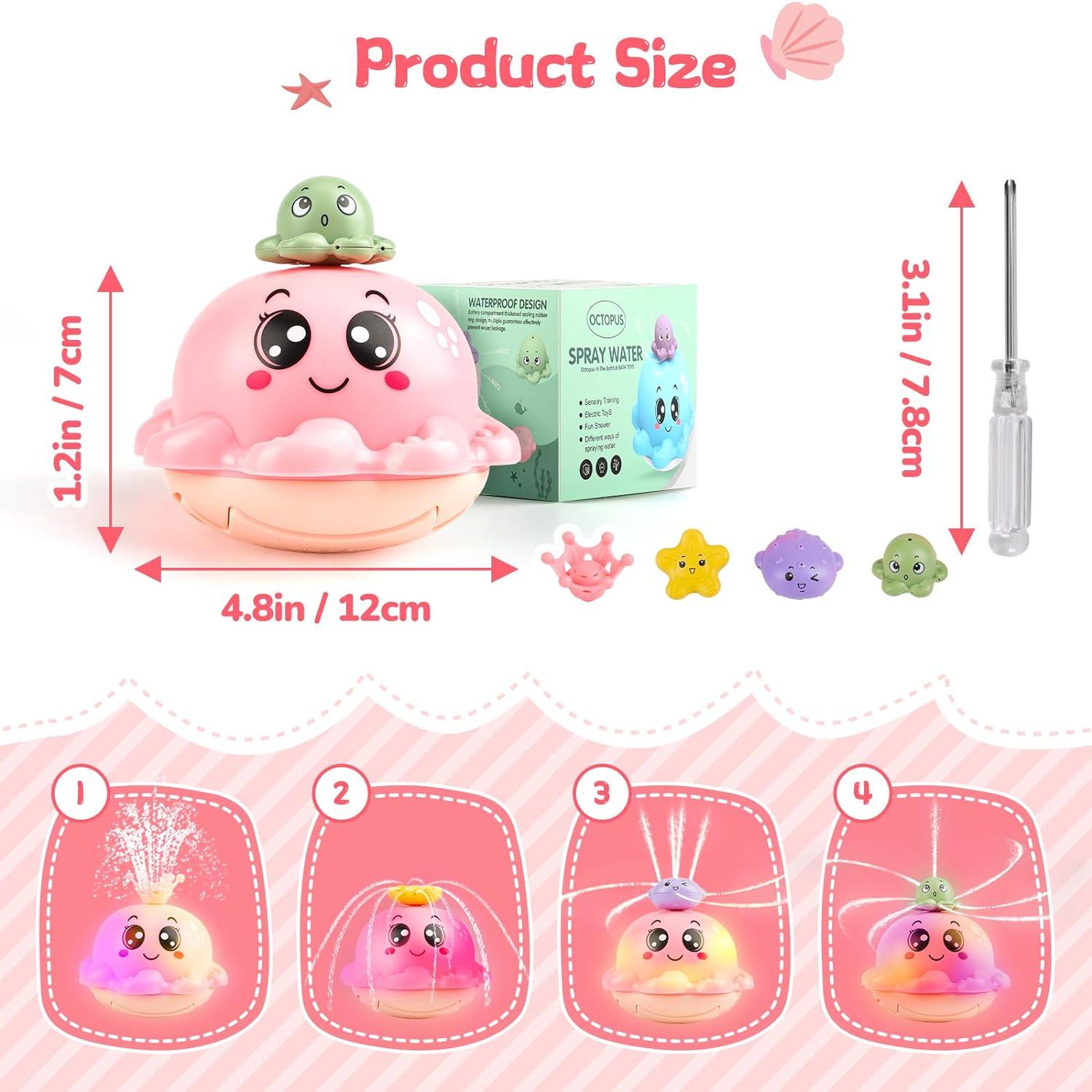 Octopus Light Up Bath Toy for Kids 3+ Years | Automatic Induction Spray ...