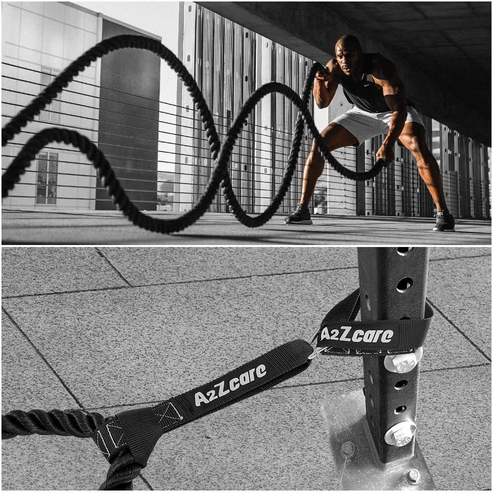 A2ZCARE Battle Rope Anchor Kit with Stainless Steel Snap Hook and ...