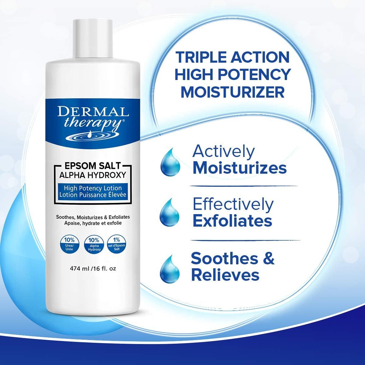High Potency Epsom Salt Lotion | Moisturizing, Exfoliating, and Soothing Treatment | 10% Urea ...
