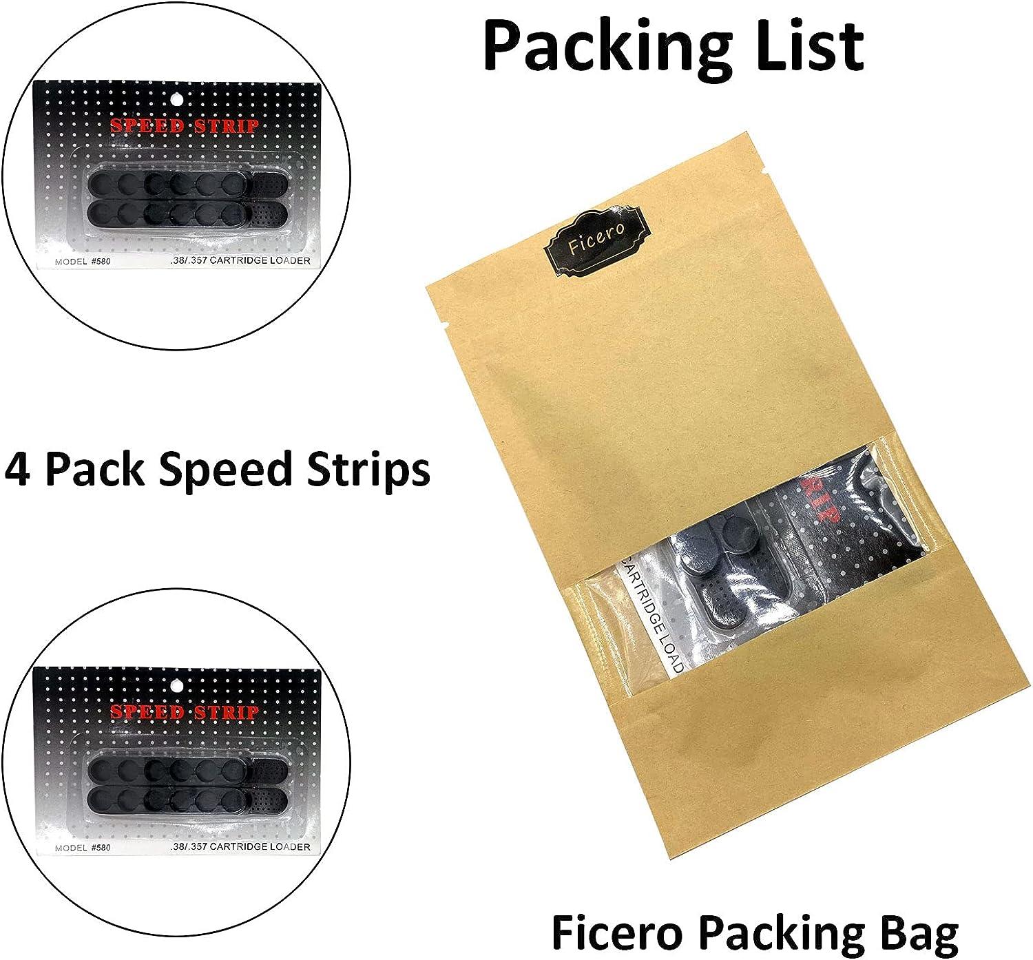 Ficero Speed Strips for 38 357 Caliber, Black Speed Strip 6 Round (4 Pack)