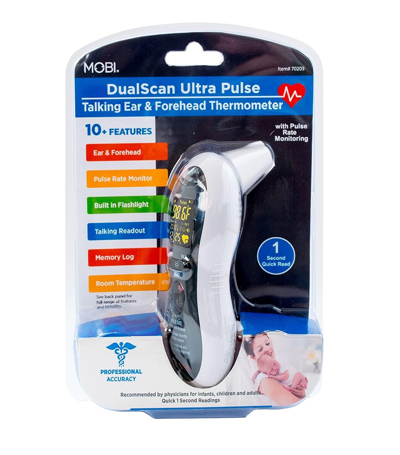 MOBI Ultra Pulse Digital Thermometer - Ear & Forehead Indicator, Pulse ...