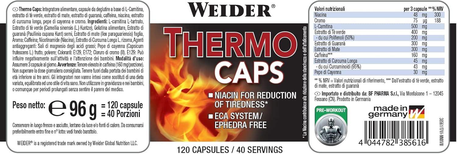 Buy WEIDER Thermo Caps Energy Capsules | Carnitine Green Tea & Guarana ...