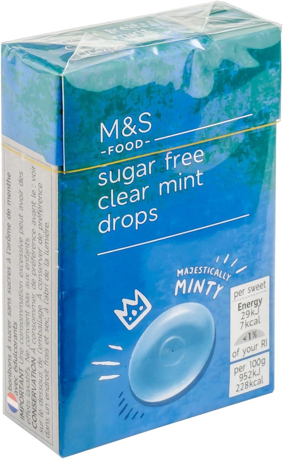M&S Sugar Free Clear Mint Drops Hard Boiled Peppermint Sweets with ...