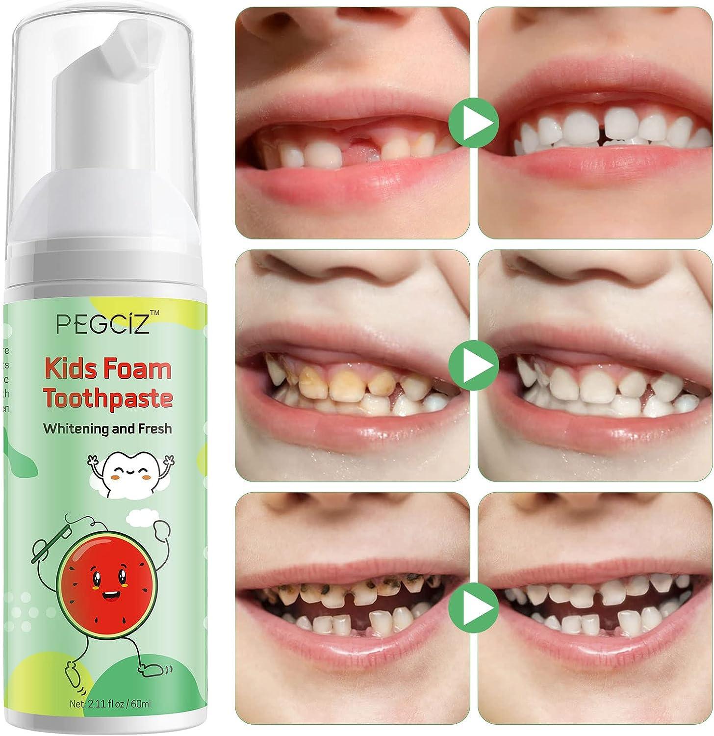 Kids Foam Toothpaste with Low Fluoride - Natural Formula for U-shaped ...