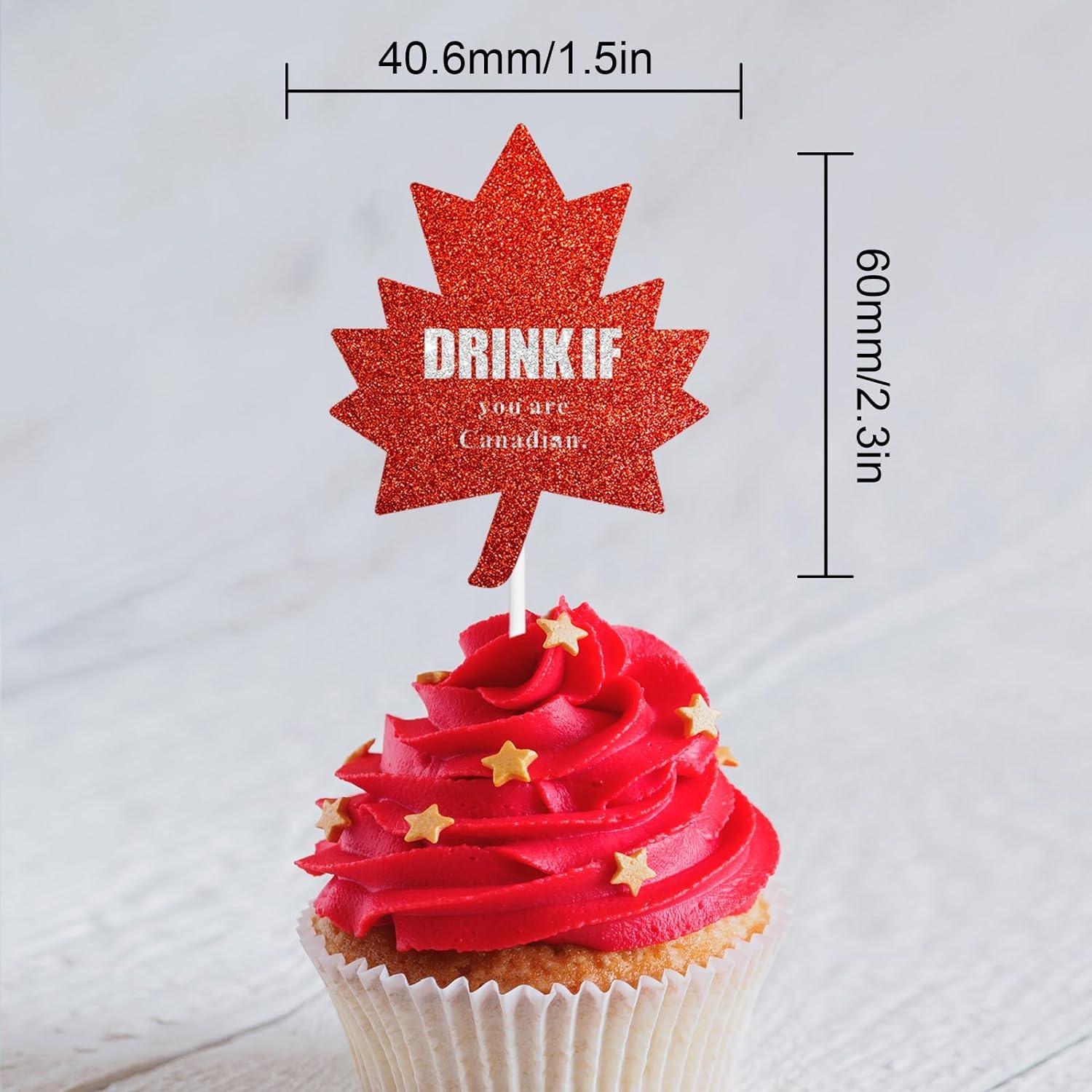 Red Glitter Canada Day Cupcake Toppers Set of 18 - This is a perfect ...