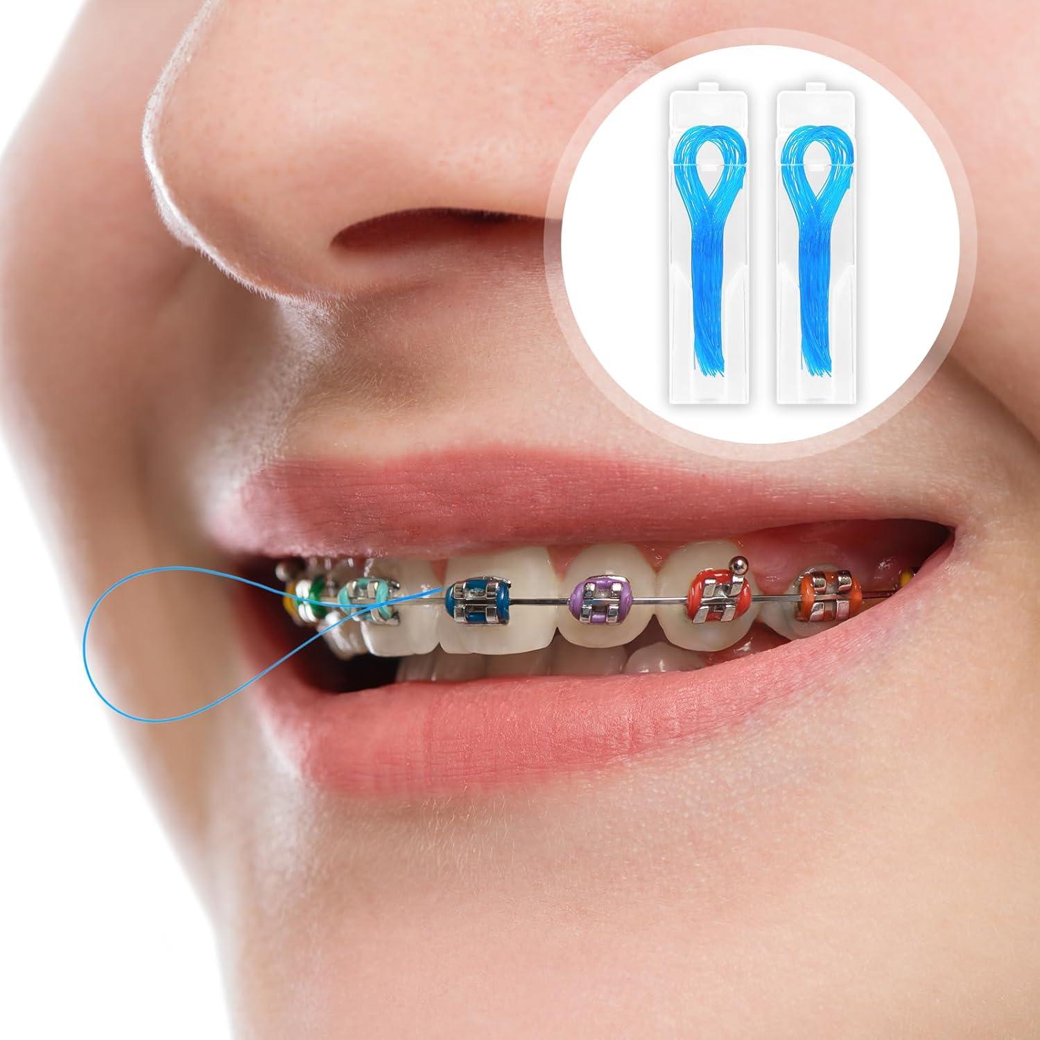 100 Pieces Multifunctional Dental Floss for Bridges & Implants - Deep ...