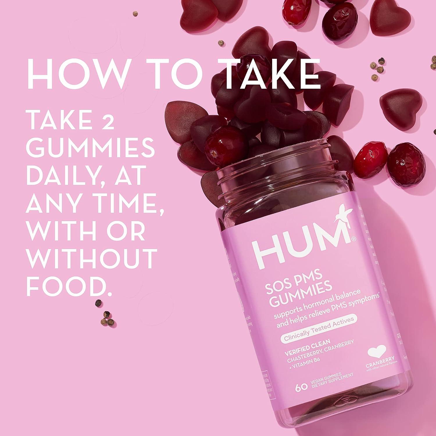 HUM Nutrition SOS PMS Gummies - Relief for PMS Symptoms, Bloating ...