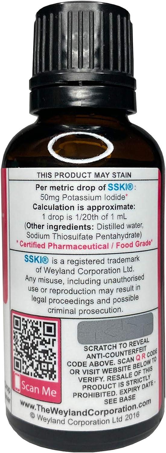SSKI 1g/mL (30mL) 50mg per Drop / 600 Drops | Maximum Strength Solution