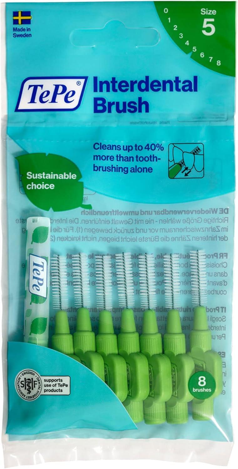TEPE Interdental Brush Original Green (ISO 5 0.8mm) - 8 Pack for ...