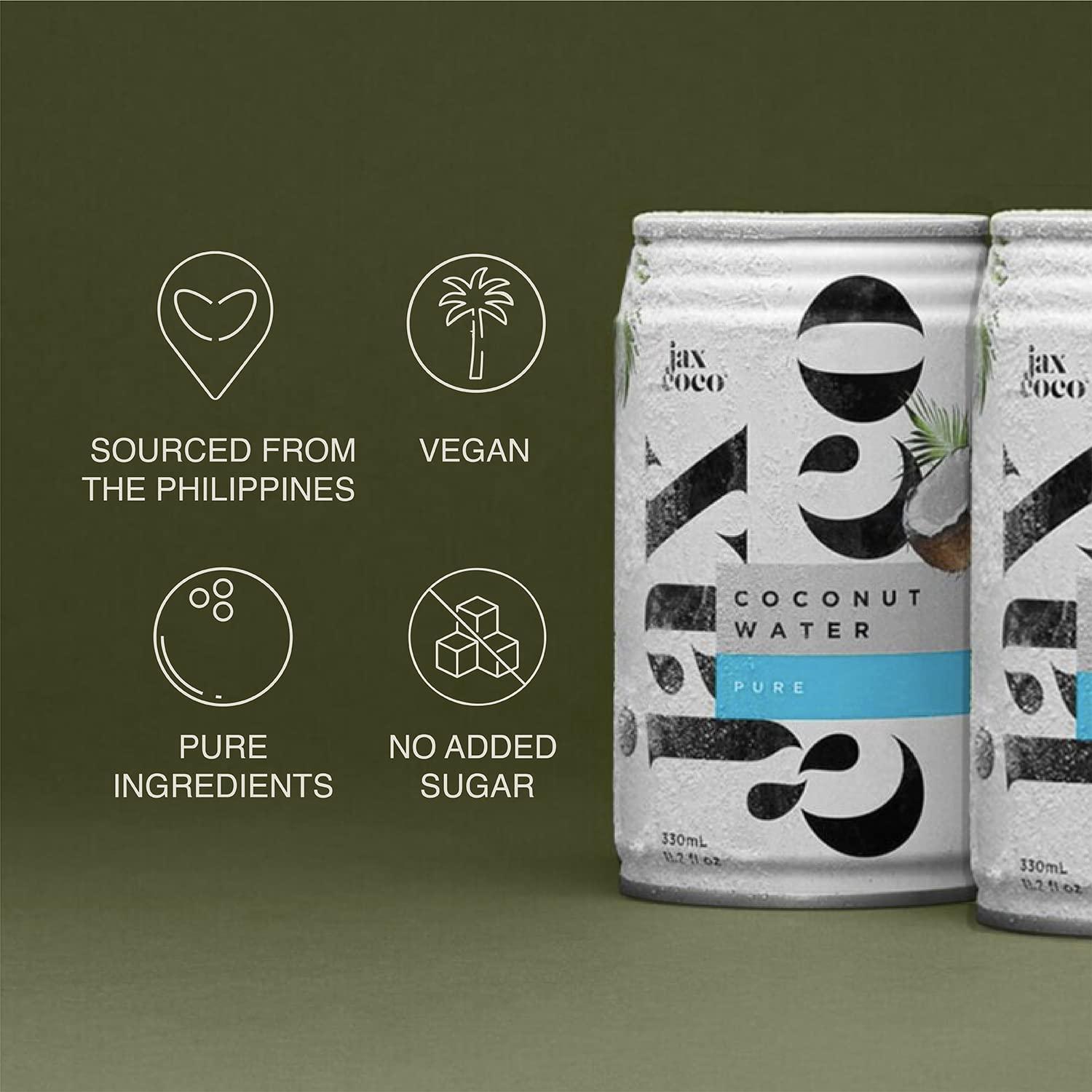 Jax Coco 100% Pure Coconut Water - 24x330ml | No Added Sugar Low ...