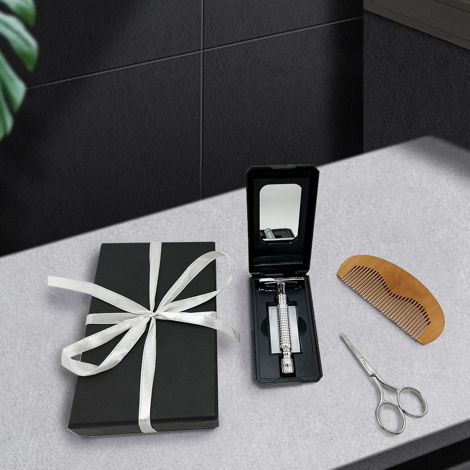 Double Edge Safety Razor Set - Metal Handle for Smooth Shaving | Heavy ...