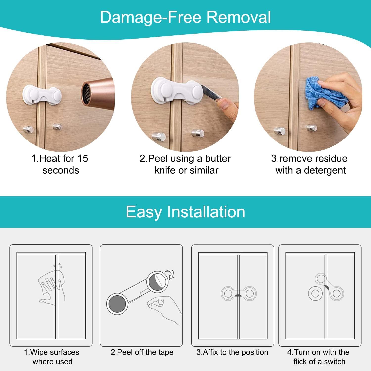 Child Safety Cabinet Drawer Locks - 8 Pack Cupboard Locks for Children ...